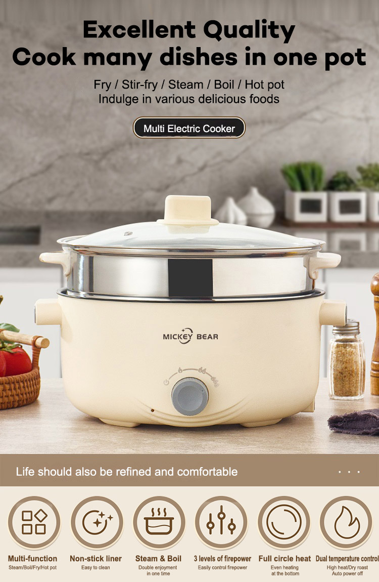 5L Electric Cooking Pot Big Capacity Multi-function Cooker Non-stick ...