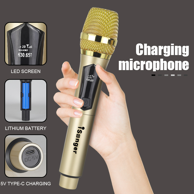 Professional UHF wireless microphone handheld dynamic system karaoke ...