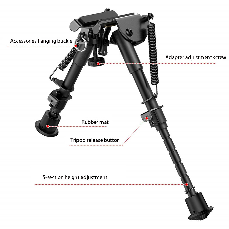 (COD) 6-9 Inch Retractable Elastic Bipod 360 Degree Rotating Adjustable ...
