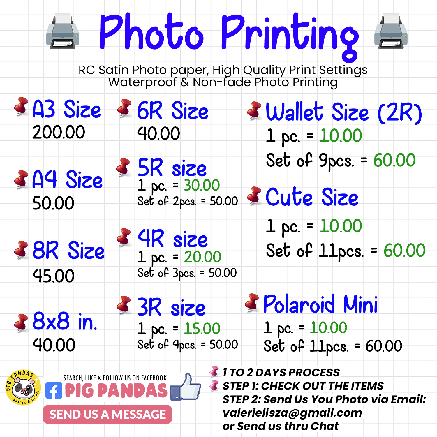 Photo Printing Sizes: A3, A4, 8R, 6R, 5R, 4R, Wallet Size, Cute Size ...