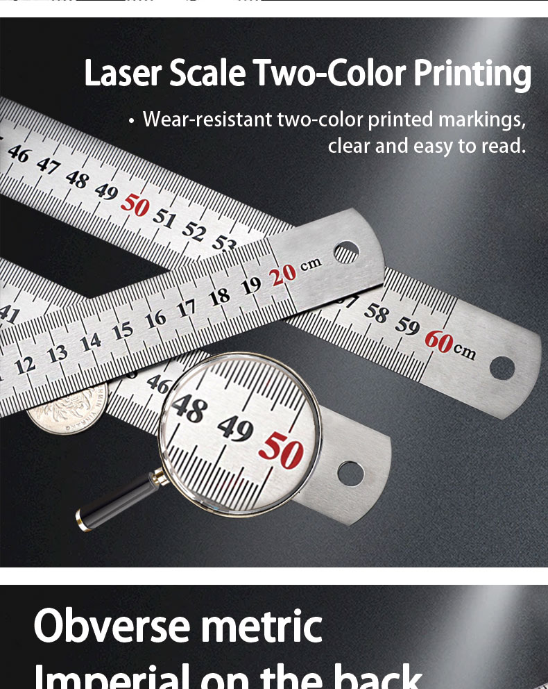 【SarimaKids】15/30/50cm Stainless Steel Double-sided Ruler Drawing ...