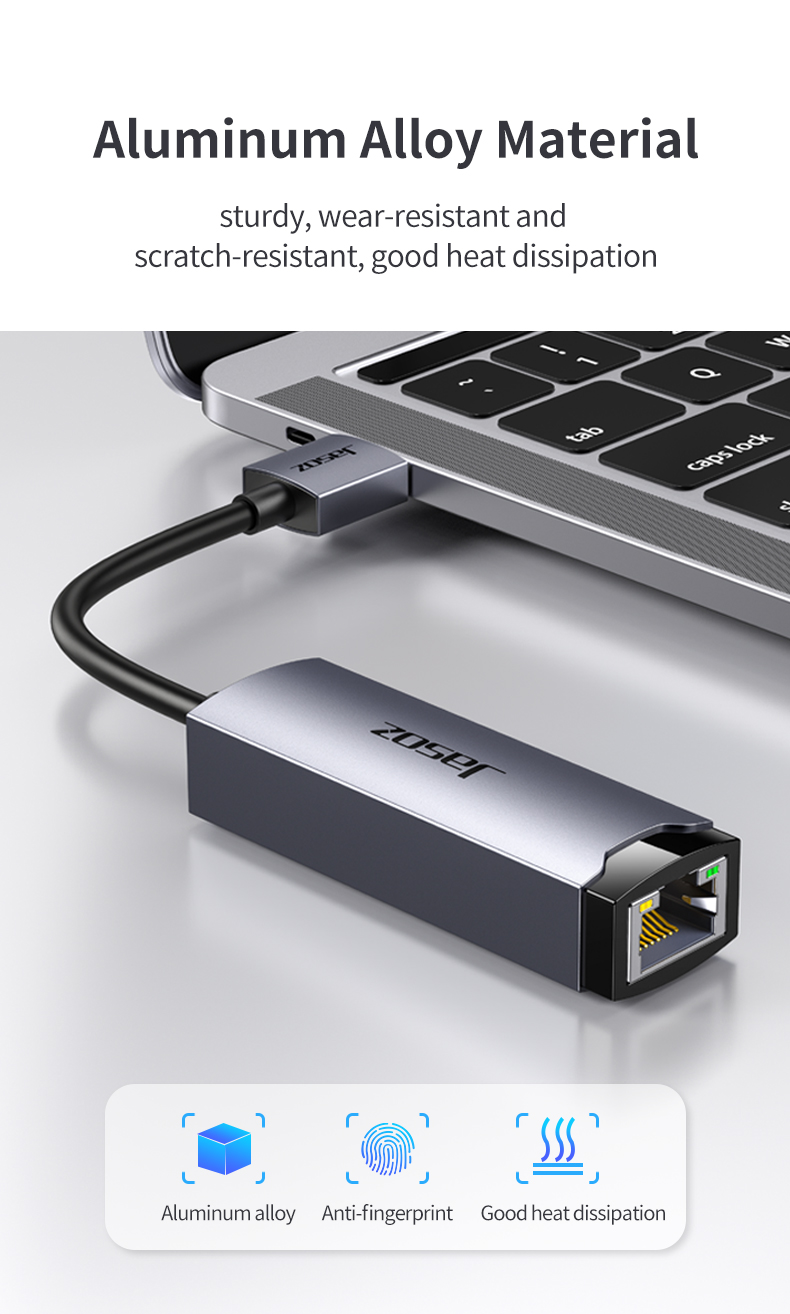 Jasoz USB Ethernet Adapter USB 3.0 2.0 Network Card 1000Mbps TypeC to ...