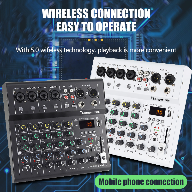 Professional 6 Channel Mixer: A Professional Mixer With USB, XLR, 48V ...