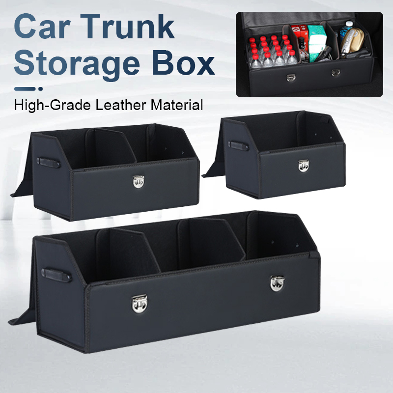 Foldable Car Trunk Storage Box Car Trunk Organizer Premium Leather ...