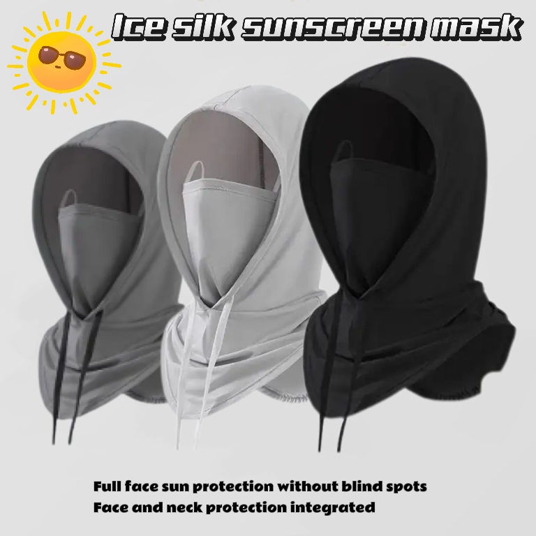 New Ice Silk Sunscreen Face Mask Anti-UV Full Face Sunscreen Breathable ...
