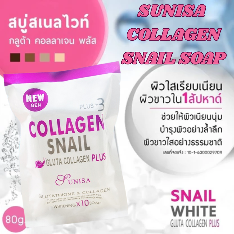 COLLAGEN SNAIL Soap Glutathione Collagen Plus Whitening x10 Nourishing ...