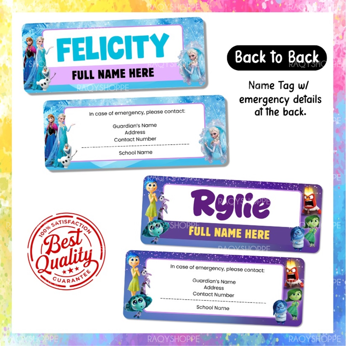 *NEW | Laminated Name Tag/Plate for Girls w/ FREE ID Holder, Subject ...