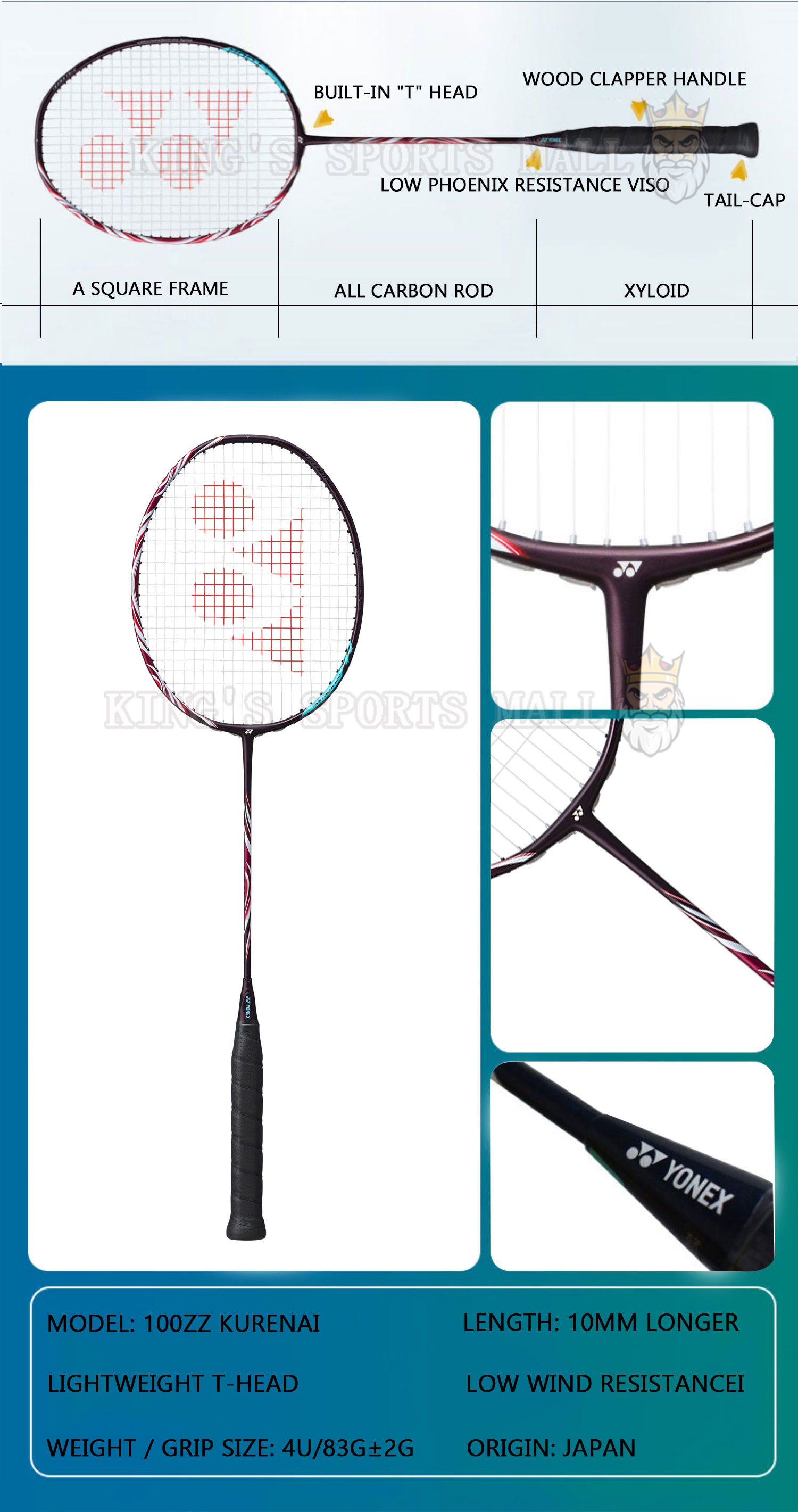 ASTROX 100ZZ Kurenai Dark Navy Badminton Racket Full Carbon Single 4U 83g Made In Japan | Shopee ...