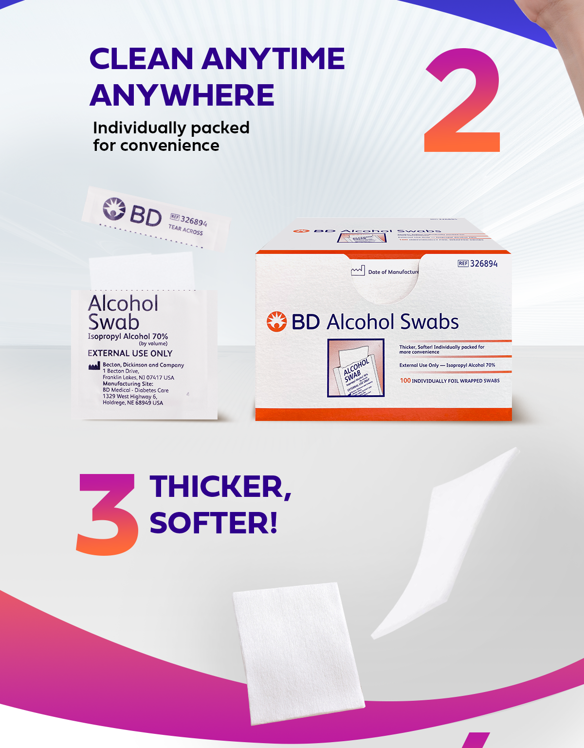 BD Alcohol Swabs / Pads (100 pcs box) 70% Isopropyl Alcohol Wipe ...