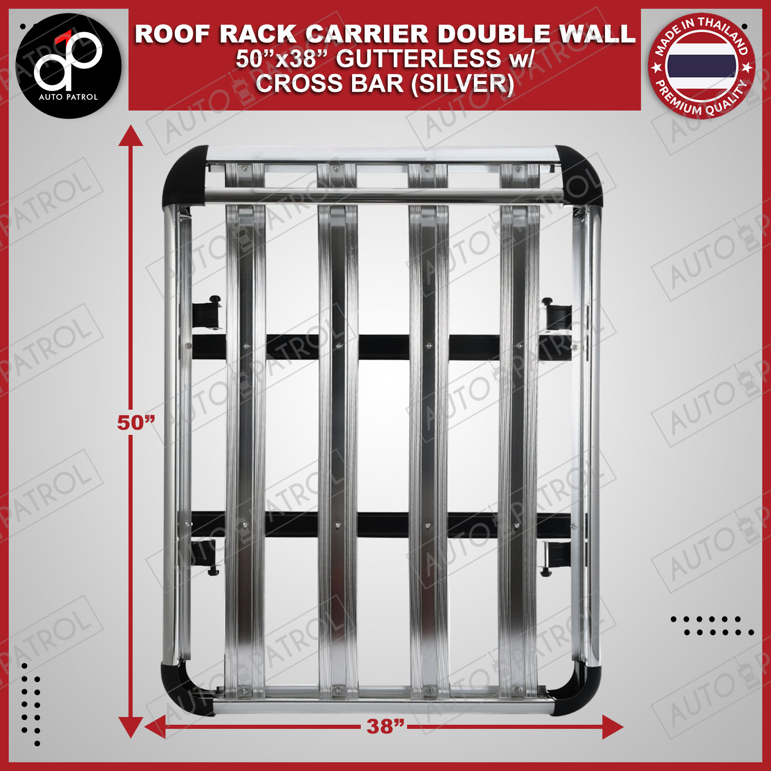 Double Wall Roof rack 50x38 inches Black with Gutterless w/ Cross bar ...