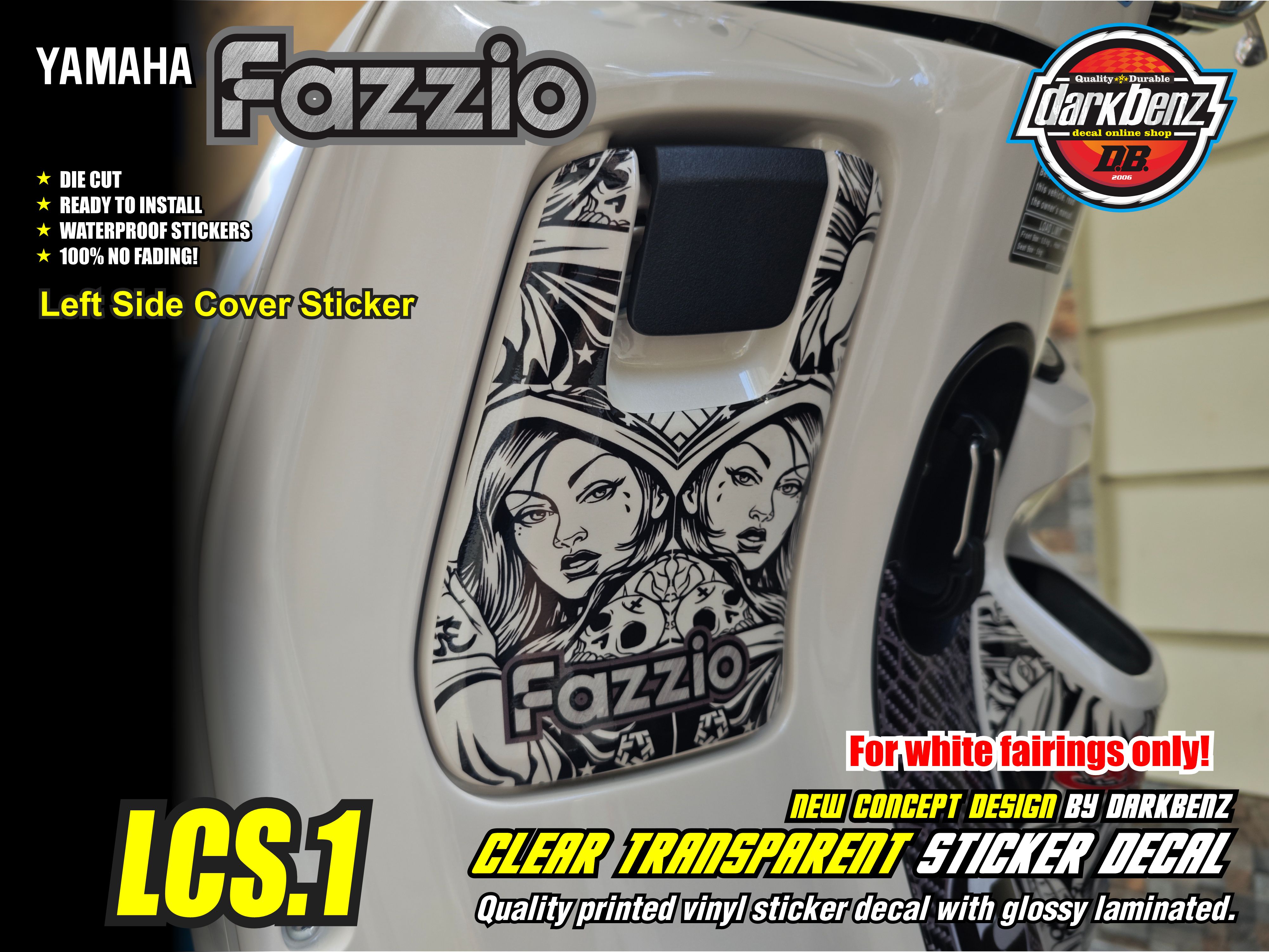 Yamaha Mio Fazzio Cover Transparent Clear Premium Printed Sticker ...