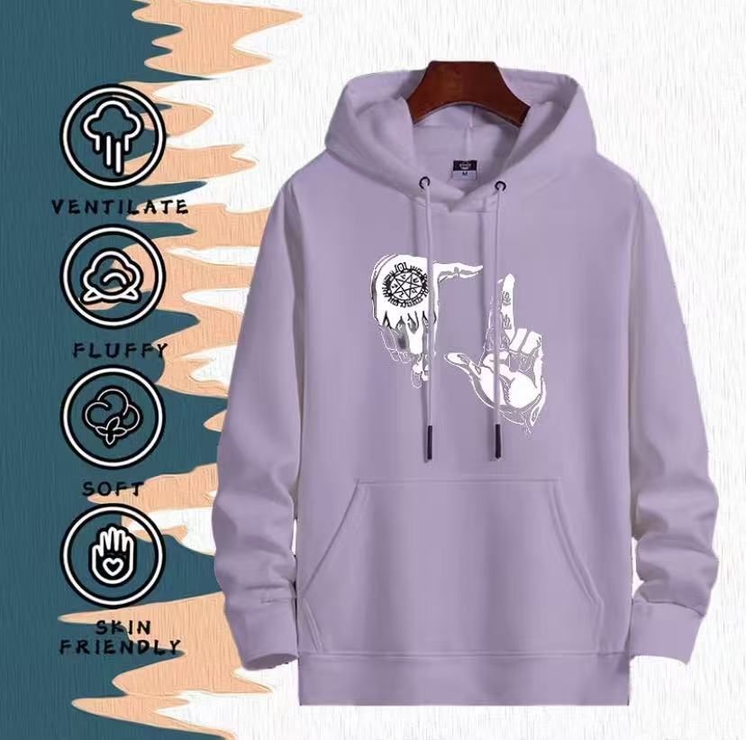 Hoodie Jacket Without Zipper Hand Sign Printed Design Men Women High ...