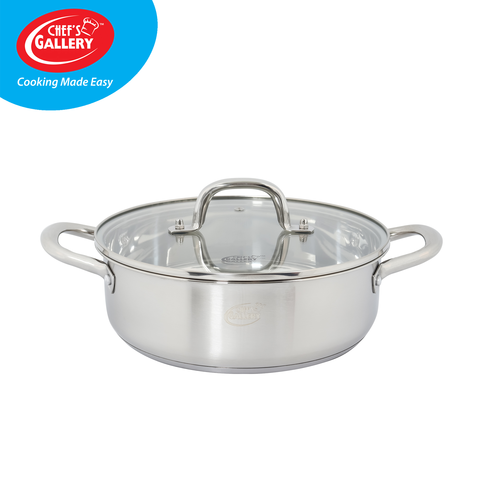 Chef's Gallery Stainless Steel Low Casserole 24cm (Brown Box) Induction ...