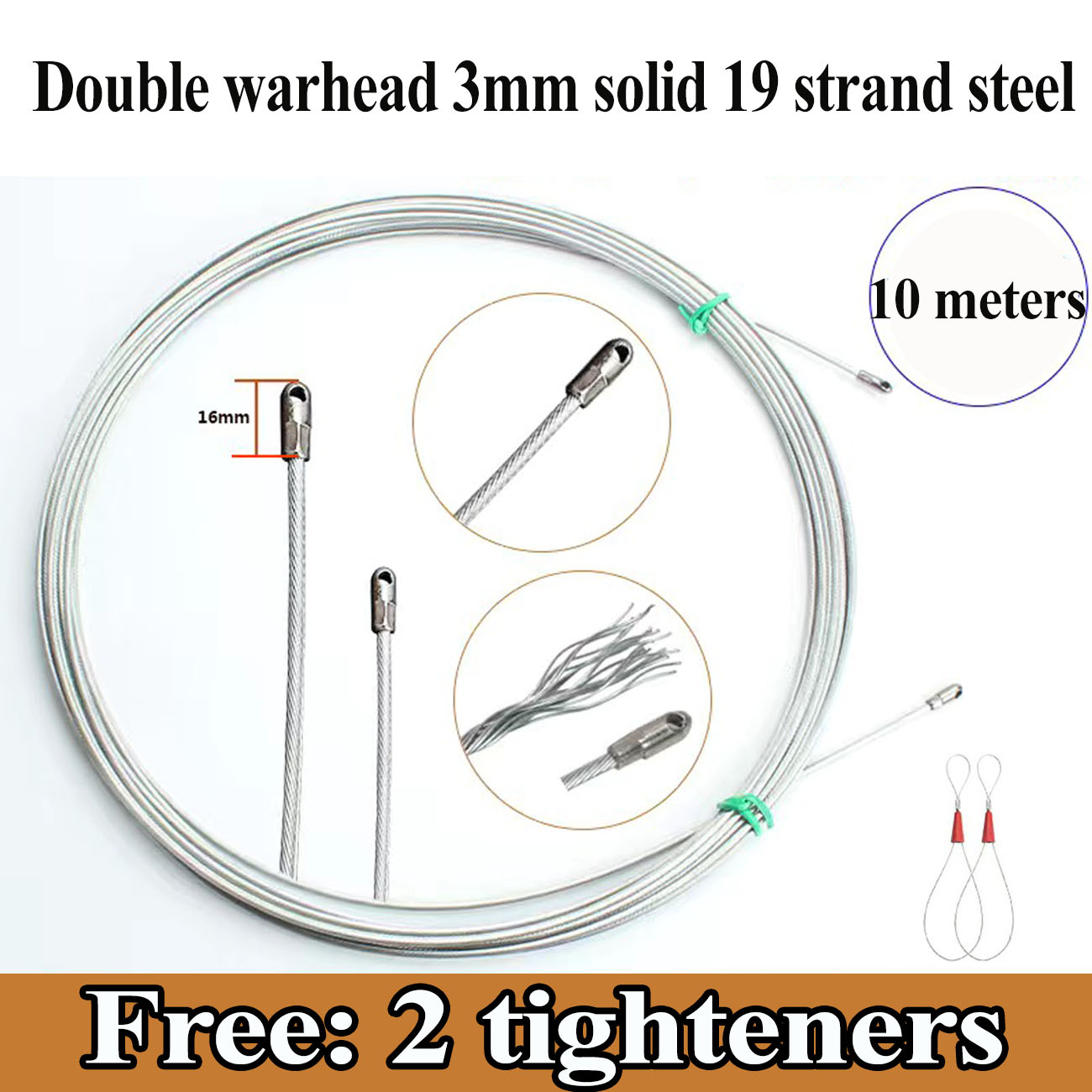 10-20m Electrician Conduit Ducting Cable Puller Pushing Steel Rope Line ...