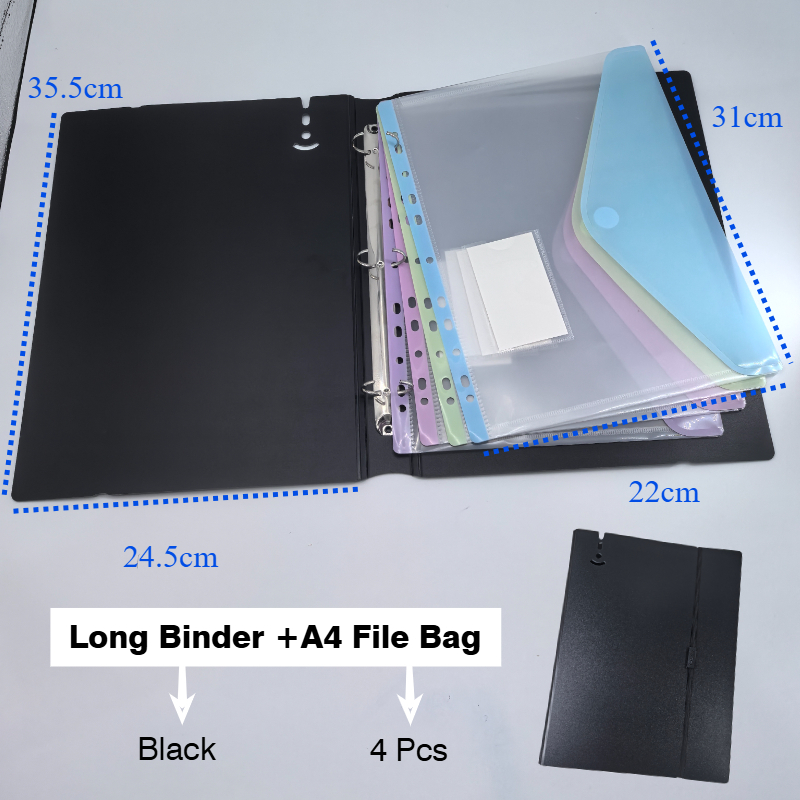 A4 File Bag 11Hole Loose Leaf Bag for 2/3/4 Ring Binder Transparent ...