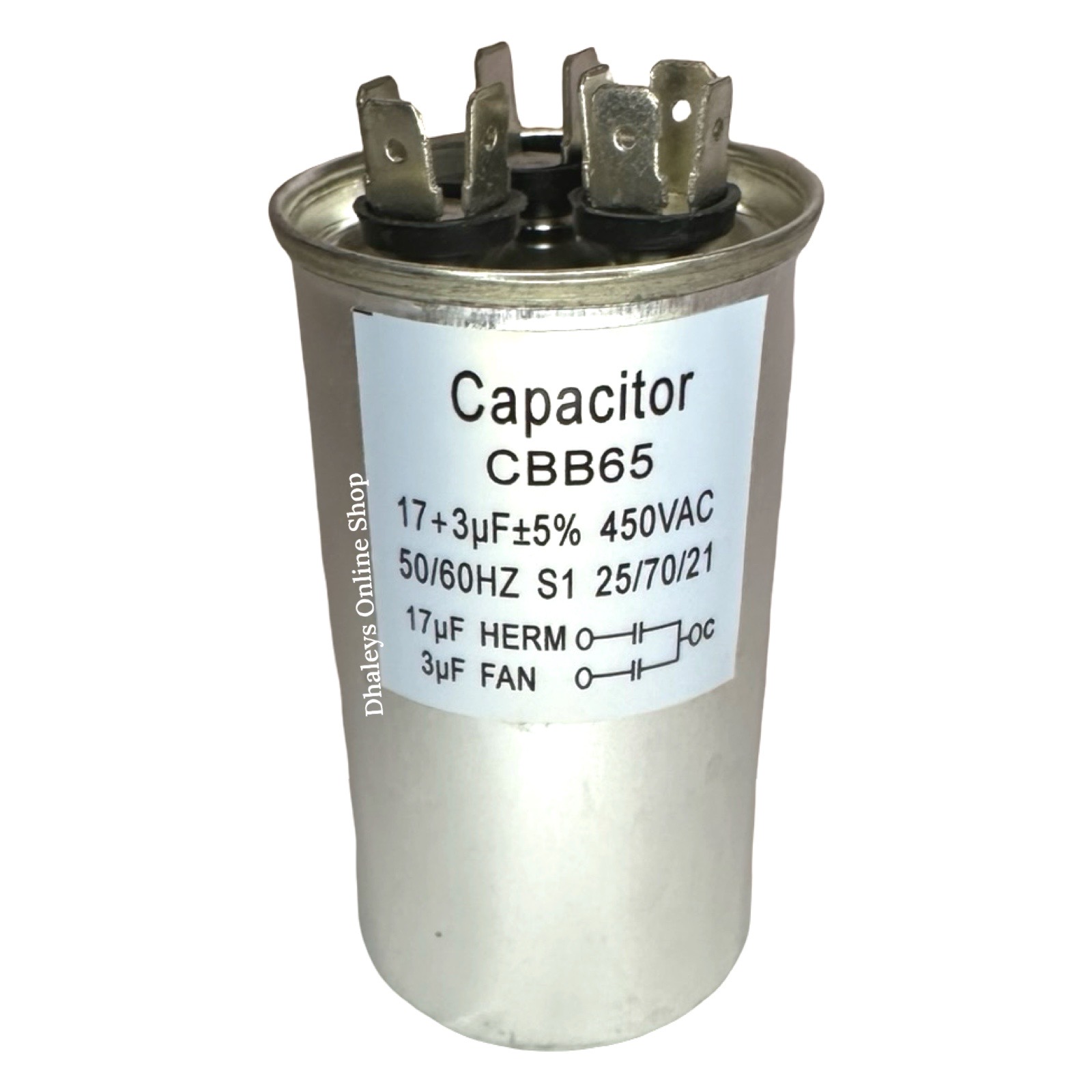 Metal Aircon Capacitor 17+3 Dual Capacitor 17uf + 3uf 450VAC Dual Run ...