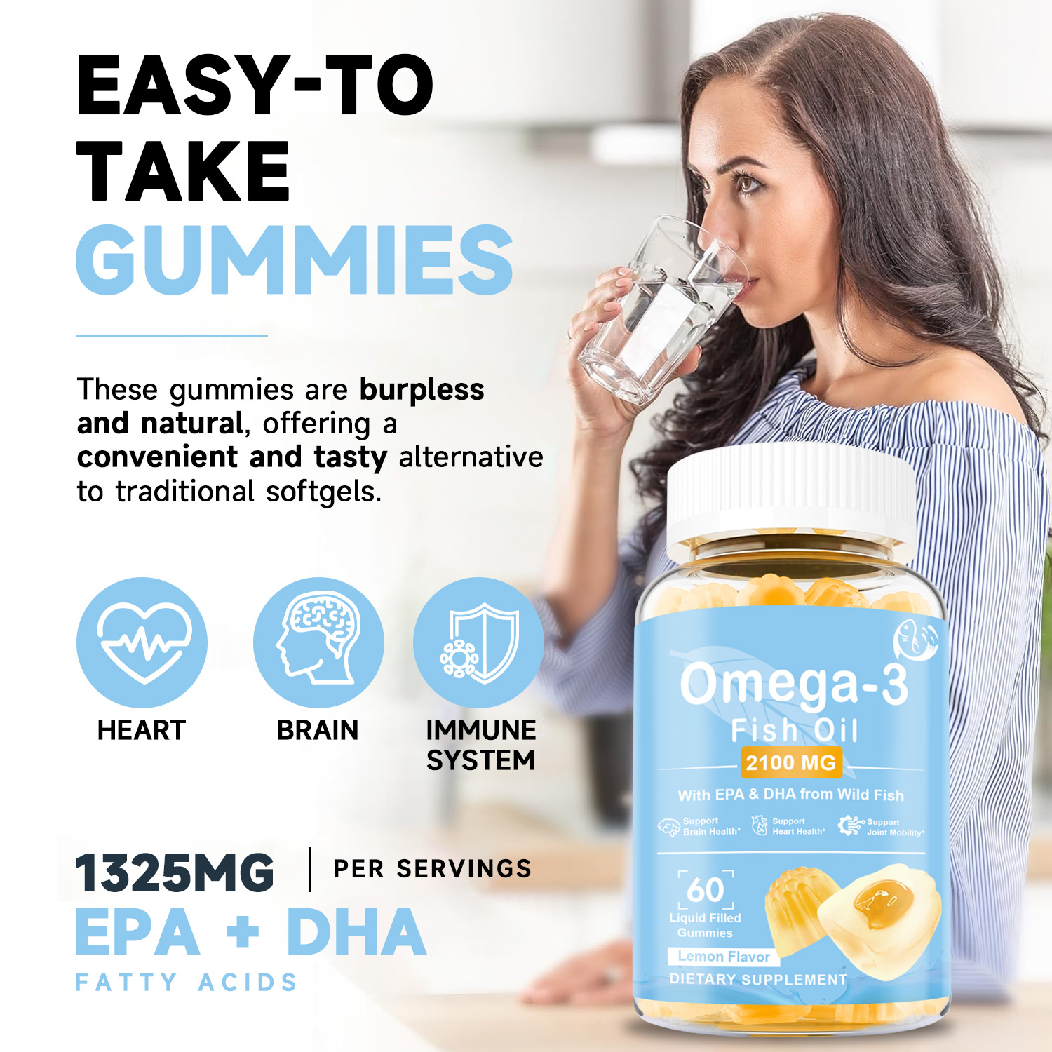 Ozmolts Omega-3 Fish Oil Gummy Helps Maintain Heart Health and Enhance ...