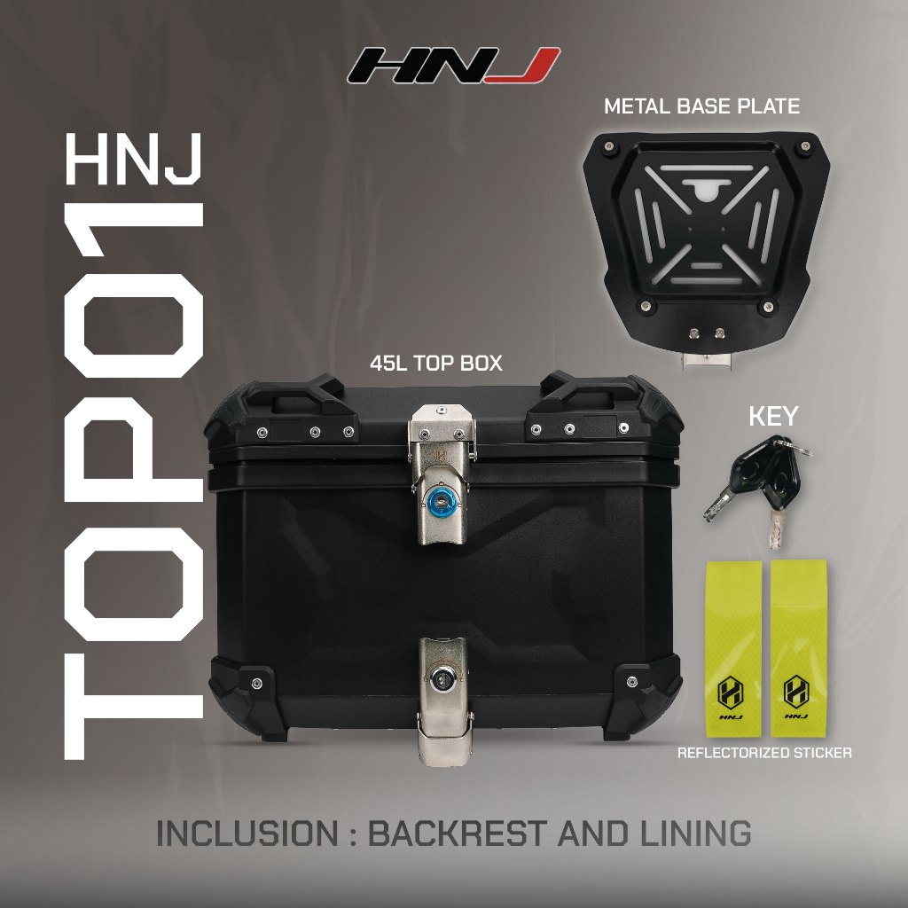 Dual Lock HNJ 45 Liters Hard Plastic Top Box Compartment | Shopee ...