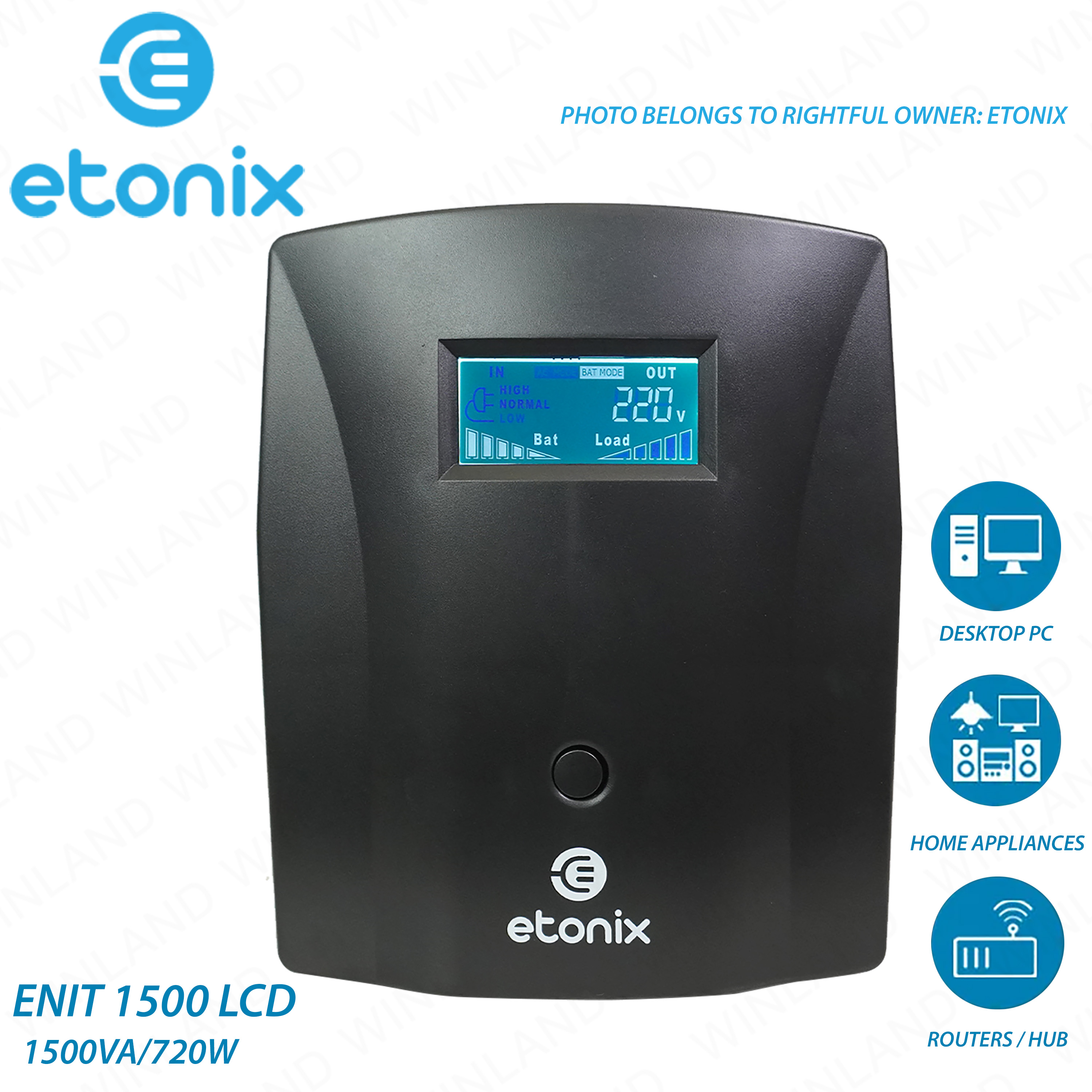 Etonix by Winland Line-Interactive UPS 1500VA LCD Display 1500VA/720W ...