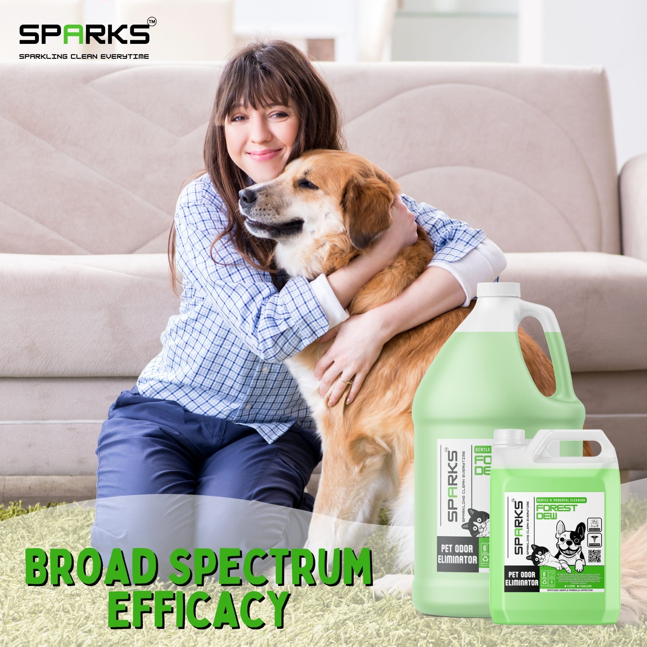 Sparks Pet 1 Gallon Enzyme Deodorizer & Odor Neutralizer – Eliminates ...