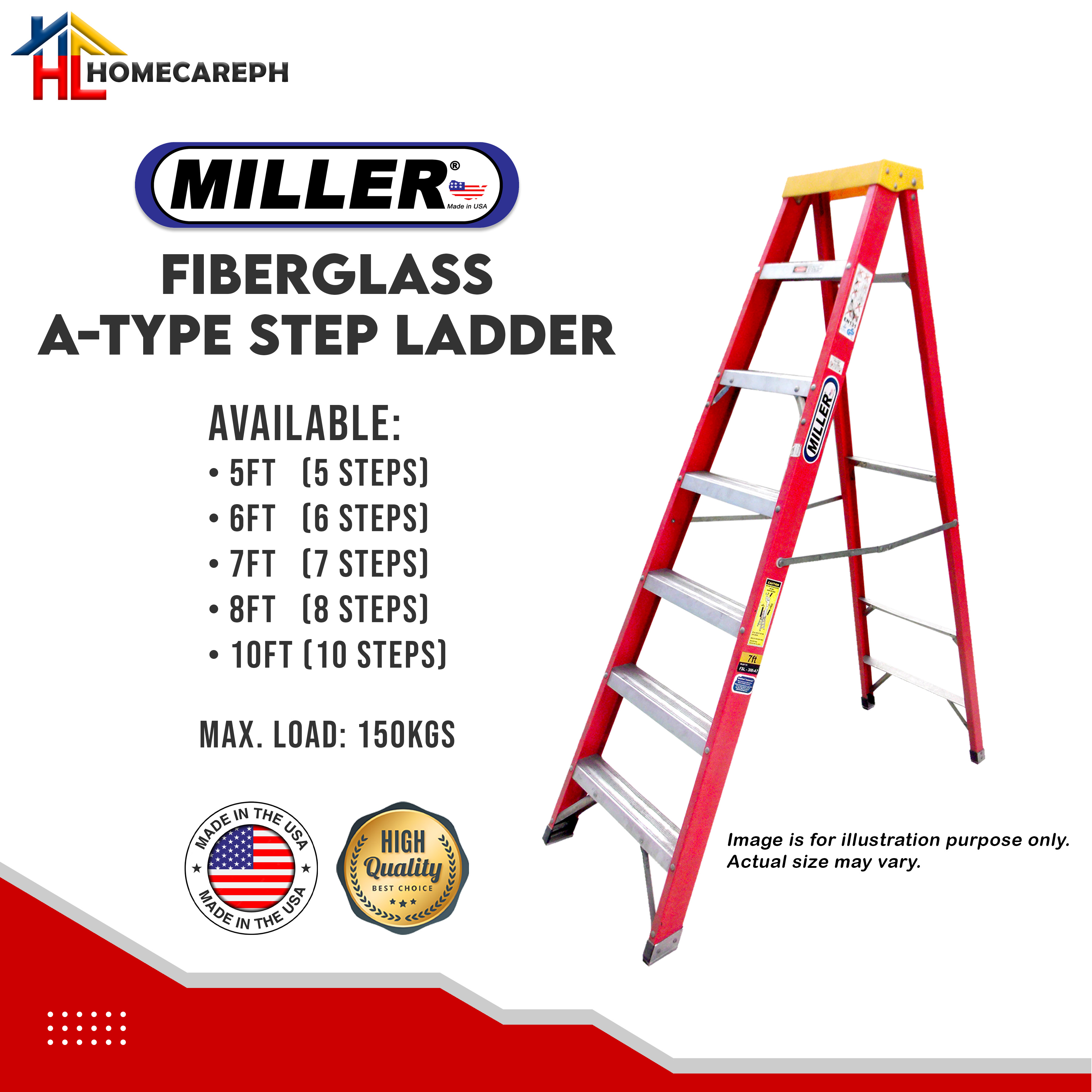 Miller Fiberglass A-Type Step Ladder | Shopee Philippines