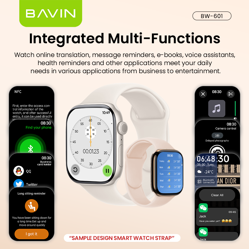 BAVIN BW601 Smart Watch w/ GPT AI Sleep & Heart Rate Monitoring / NFC ...