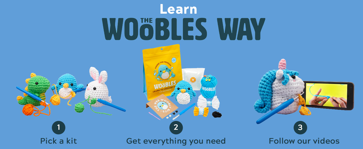 The Woobles Pierre the Penguin Crochet Kit – Beginner DIY Yarn Plush w ...