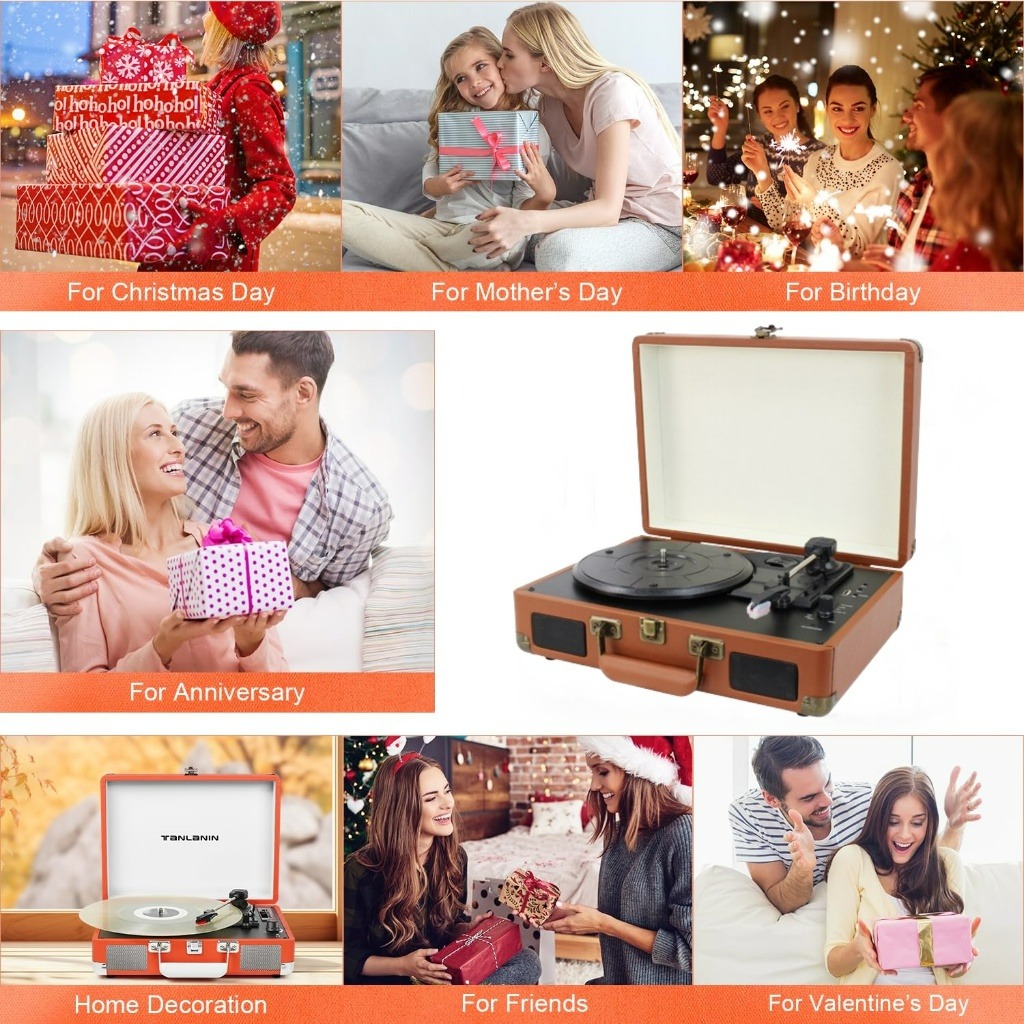 Middix Turntable Vinyl Record Player Portable Bluetooth speaker music ...