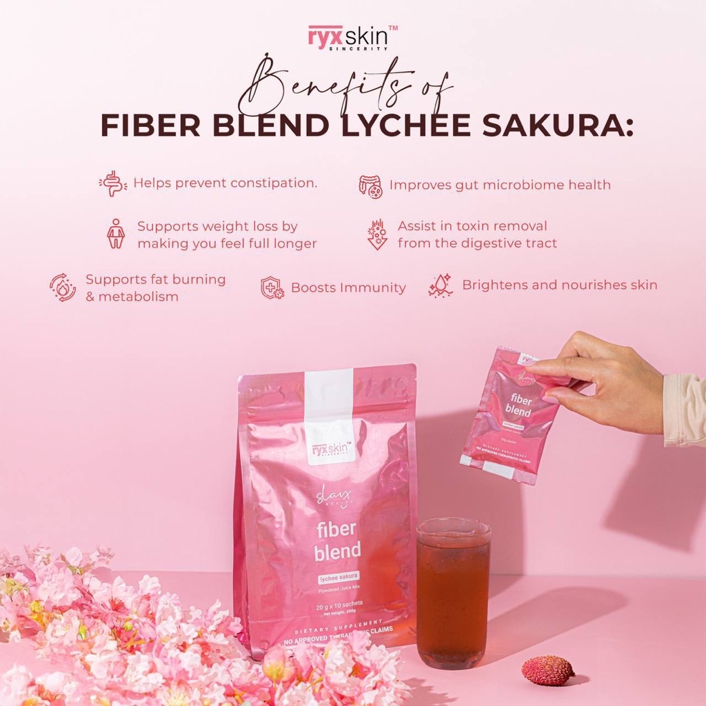 Ryx Fiber Blend Lychee Sakura Detox Drink 10x Sachets | Eve's Shoppe