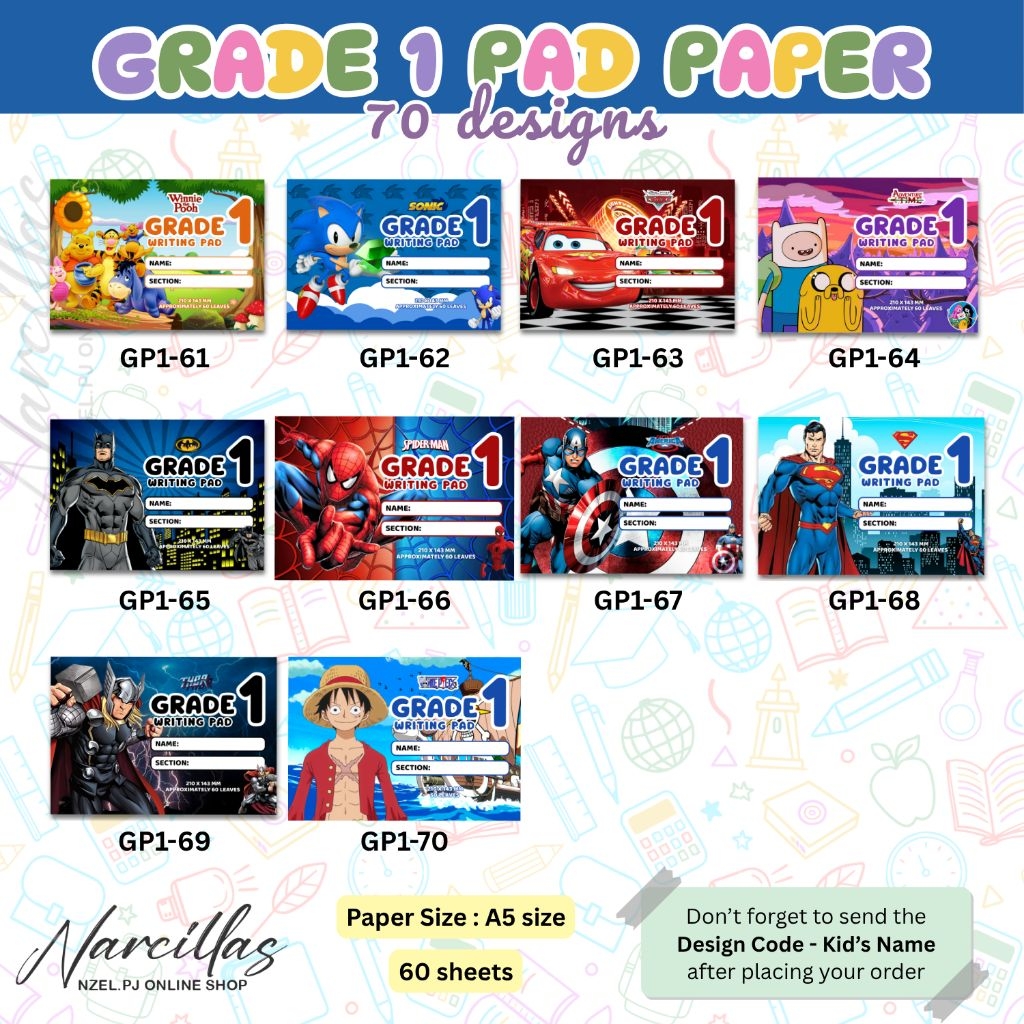 Personalized Writing Pad | Grade 1 Pad Paper | A5 size | 60sheets ...