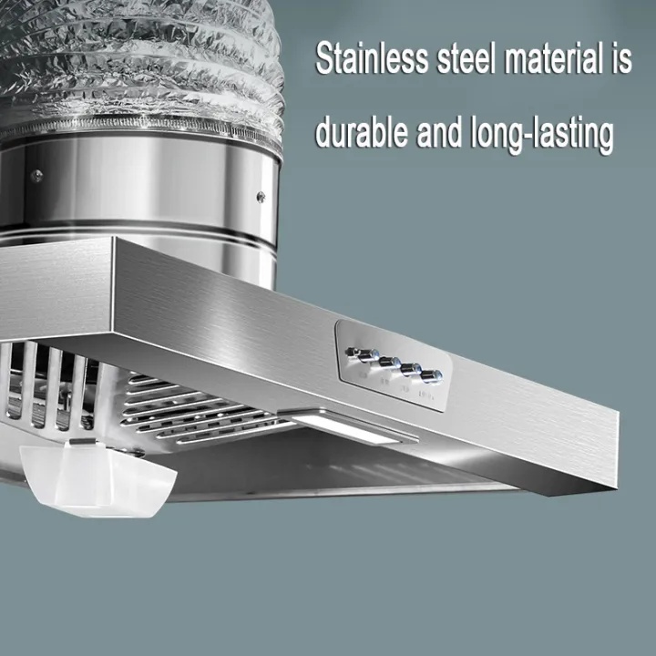 Stainless Steel Kitchen Range Hood Wall-Mounted Exhaust Fan Strong Wind ...