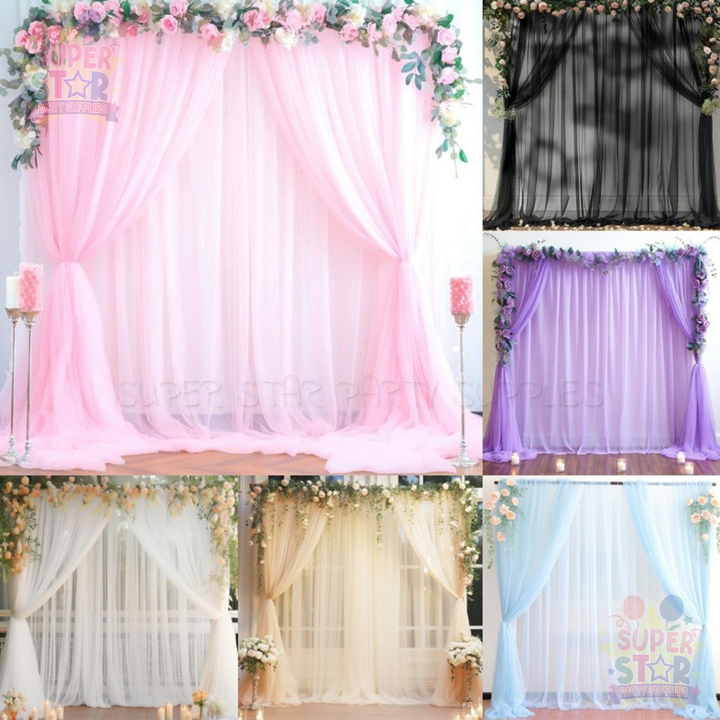 3m*3m White Tulle Backdrop Curtain for Parties Wedding Sheer Backdrop ...