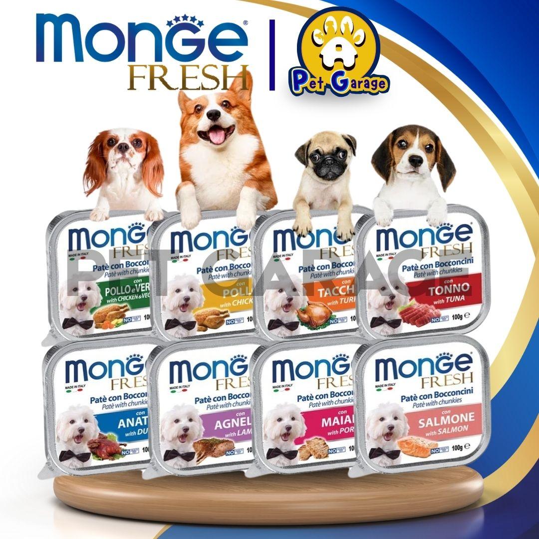 100g Monge Fresh Dog Wet Food Tray Supports Digestive Health All Stages ...