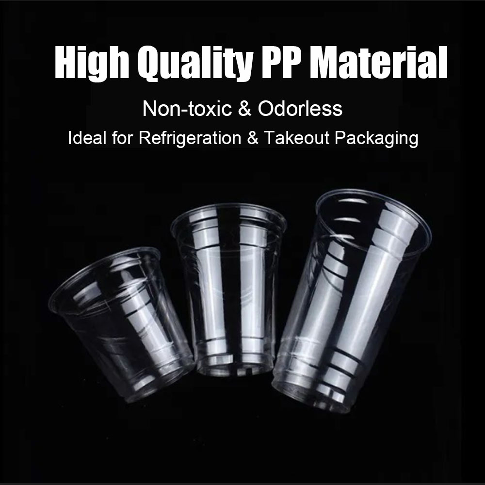 100PCS Plastic PP Y Cup PET w Lids SET (10oz, 12oz, 16oz, 22oz) 95mm ...