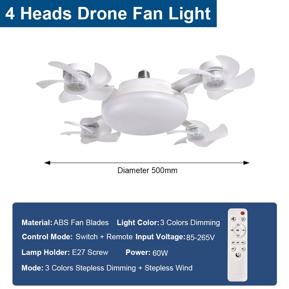 Drone Ceiling Fan Light LED Light Fan 2IN 1 E27 3 Colors With ...