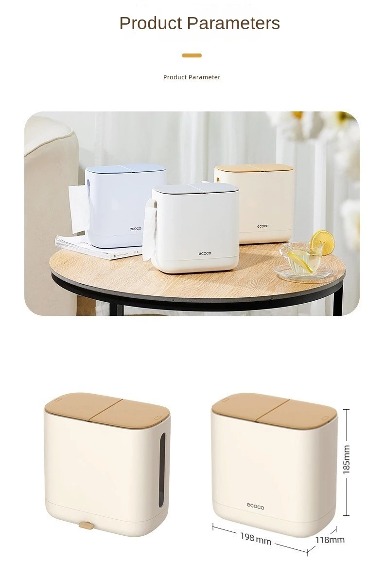 2-in-1 Mini Desktop Trash Can and Tissue Box Rectangular Desk Waste Bin ...