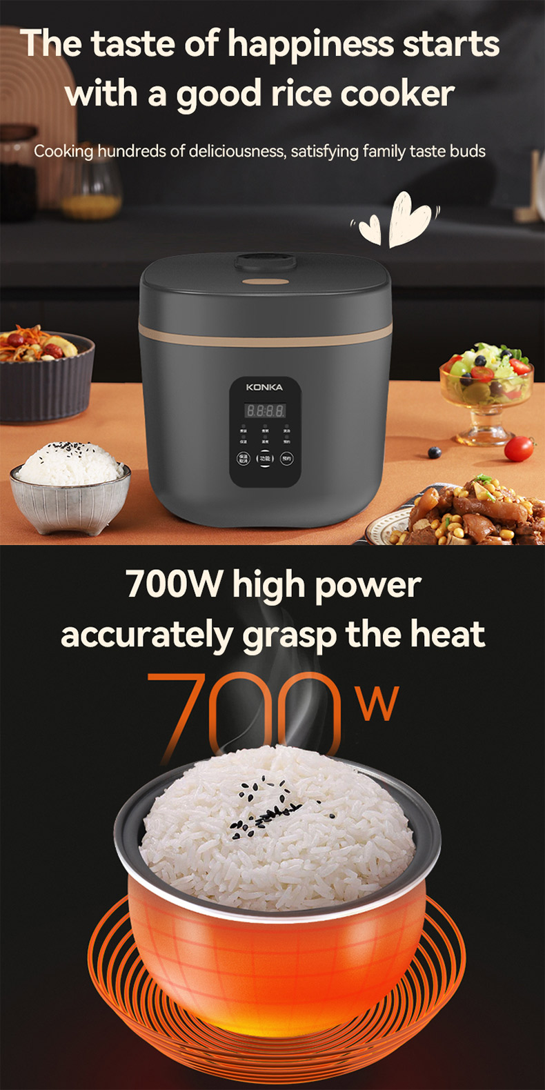 Konka Electric Rice Cooker 4L Non-stick 24-hour appointment 700W Home Multi functional Rice ...