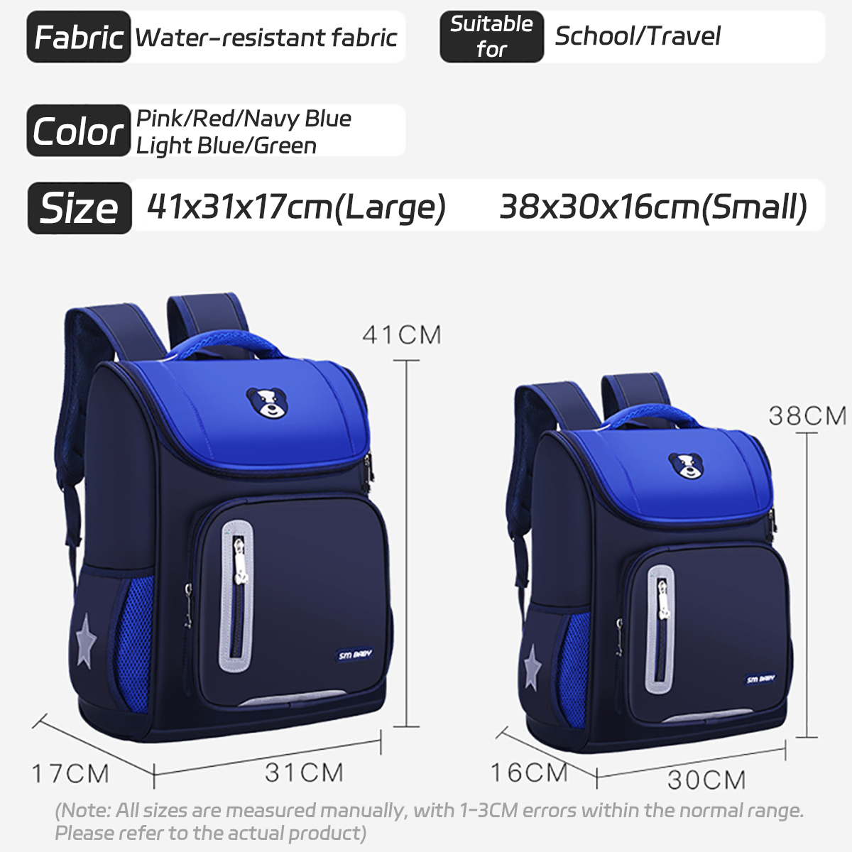 1-6th Grade Student Backpack Children's Breathable Waterproof School ...