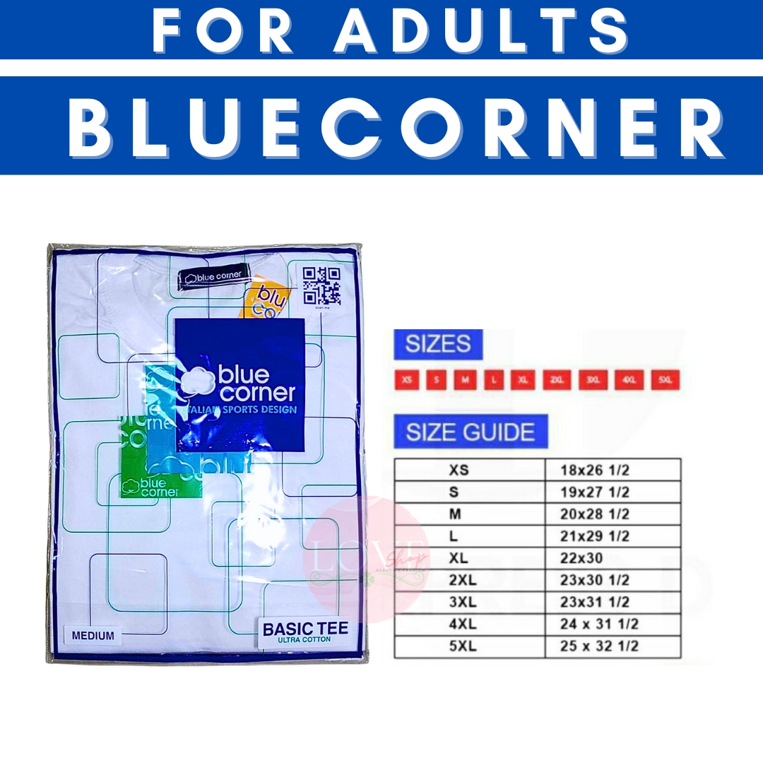 BLUE CORNER PLAIN WHITE ROUNDNECK FOR ADULTS 1PC UP TO 5XL COTTON ...