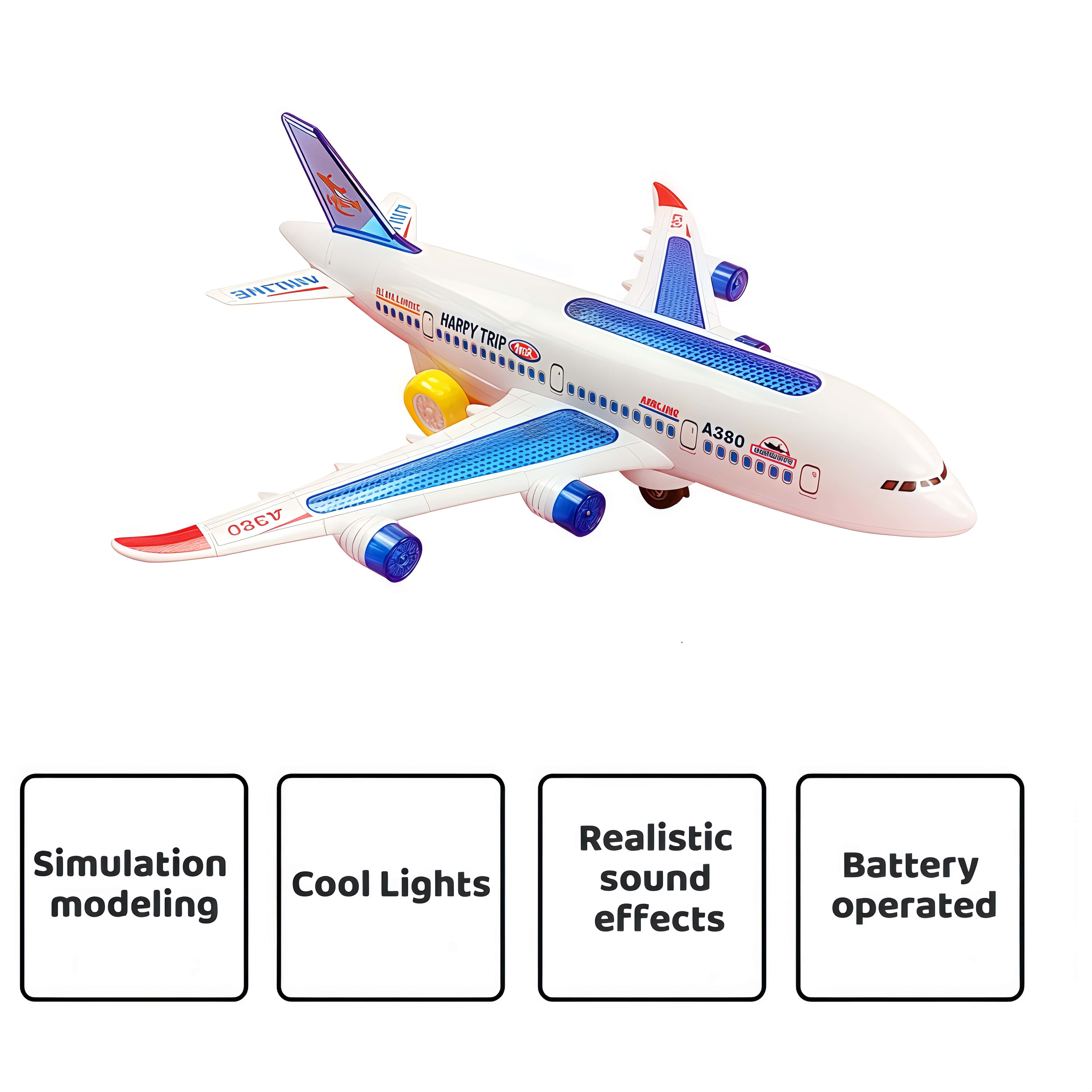 A380 Airplane Toys for Kids Electric Flash Light Sound Universal Wheel ...