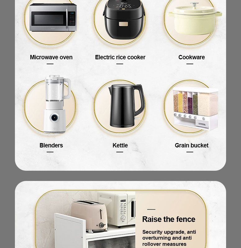 3/4/5 Layers Kitchen Rack Dustproof Storage Cabinet Carbon Steel Multi ...