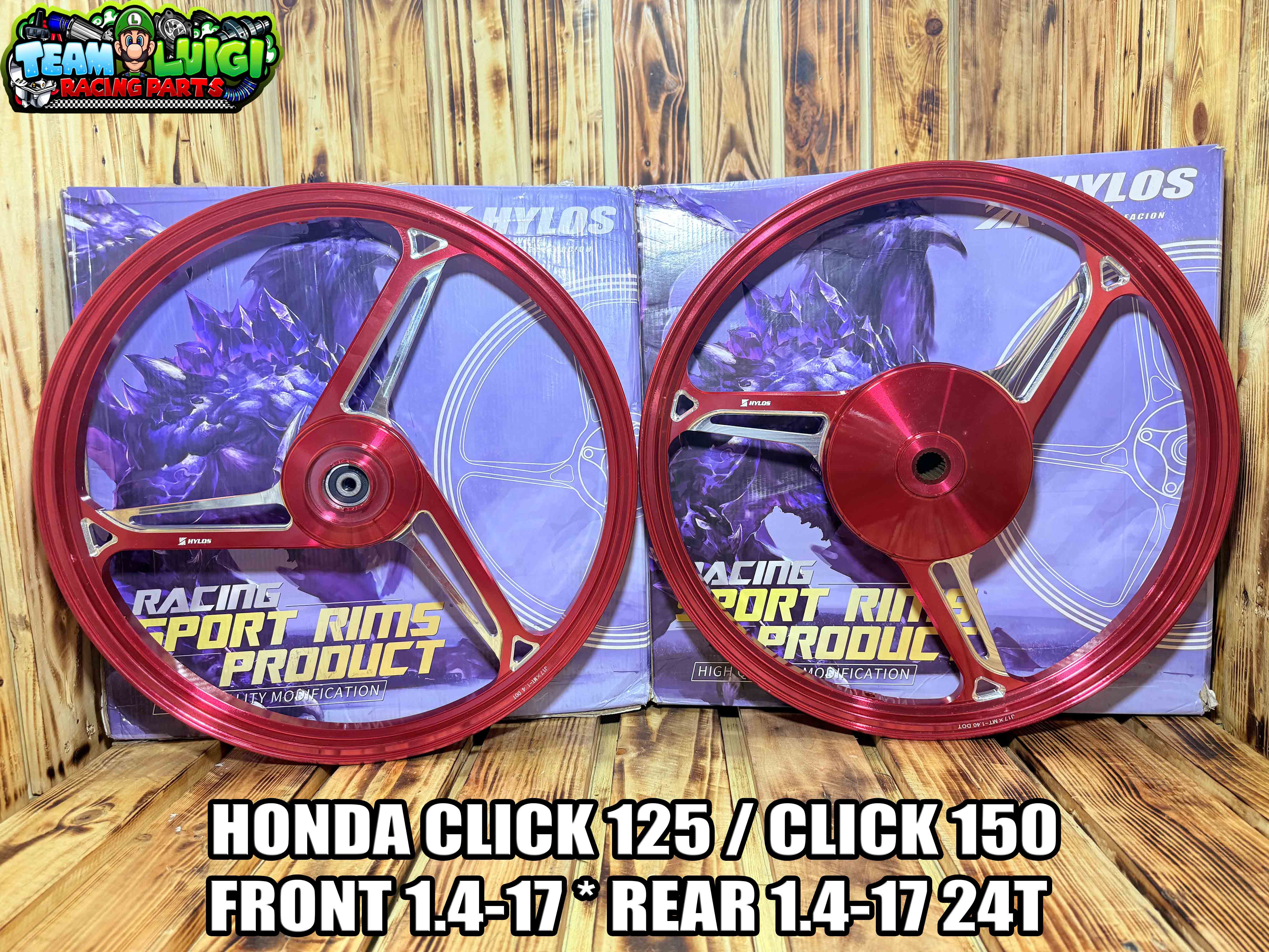 HYLOS CNC MAGS 17s 3 SPOKES 24T HONDA CLICK 125 / CLICK 150 (100% MADE ...