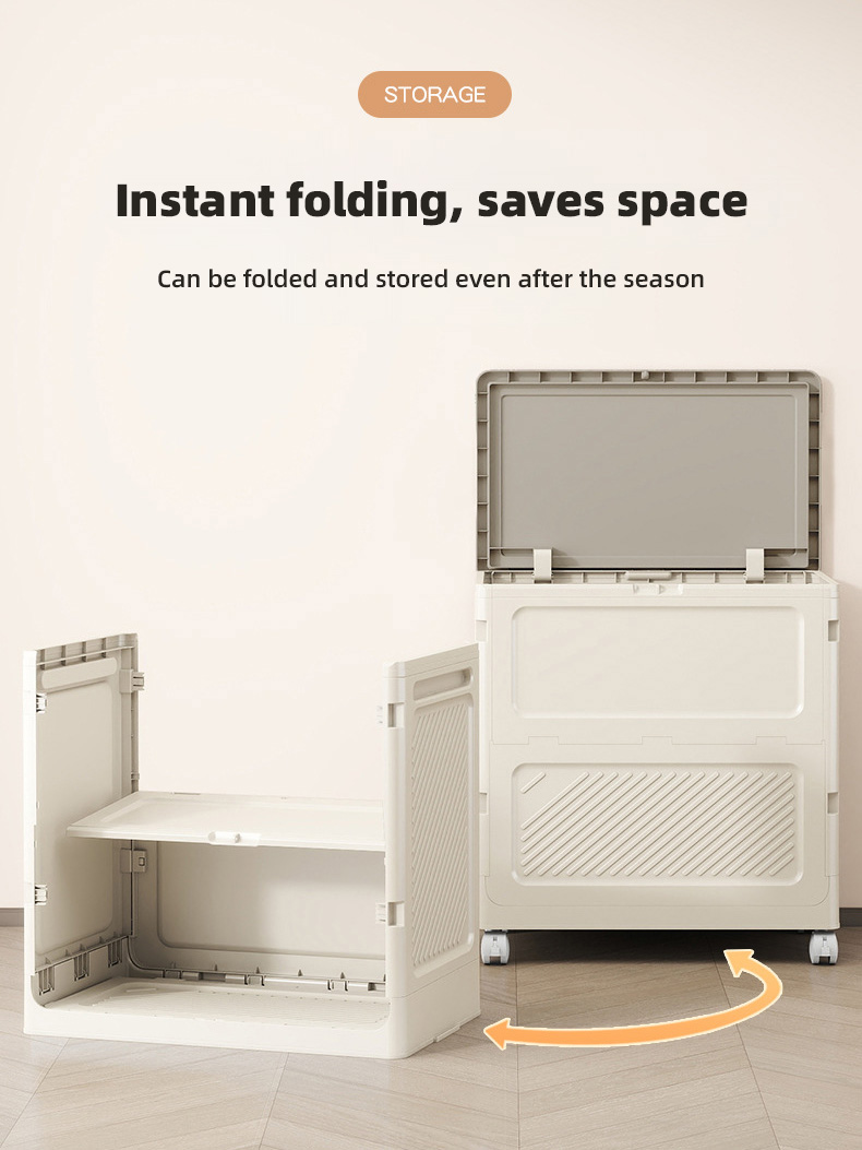 Boxi 140L Large Capacity Foldable Storage Box with Wheels - Plastic ...