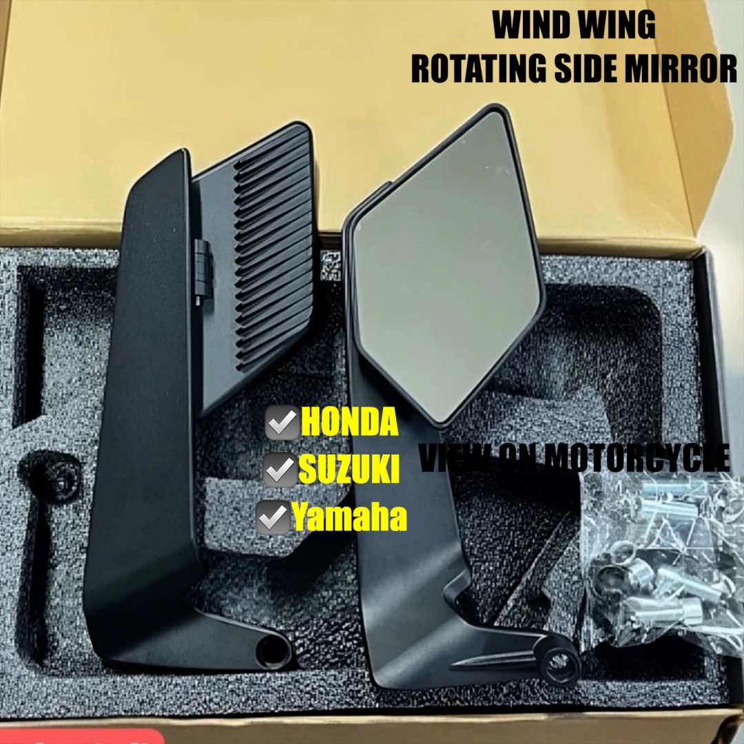 Wind Wing Rotating Side Mirror V5 Alloy Stem Universal 14*8Cm Wide View ...