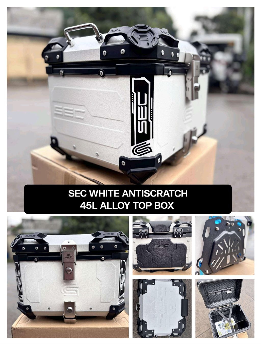 SEC ALLOY TOP BOX ANTISCRATCH 45 LITERS WHITE LIMITED EDITION | Shopee ...