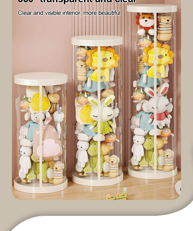 Kid's Toy Transparent Storage Box Plush Toy Doll Storage Bucket ...
