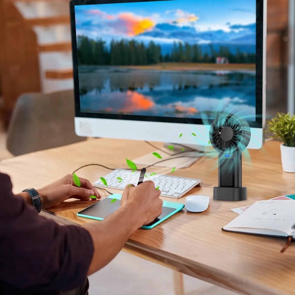 WINEEO Rechargeable Mini Fan Handheld Fan Solar chargeable Portable ...