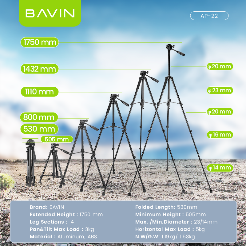 BAVIN P22 Camera Tripod for DSLR Tripod Stand for Mobile Phones ...