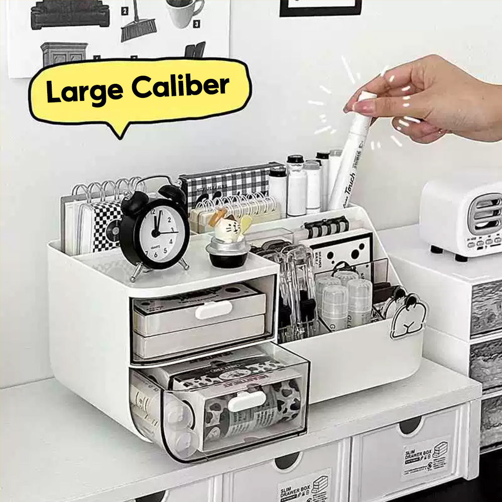 ALICE Desktop Stationery Organizer With Drawer Compartment Pen Holder ...