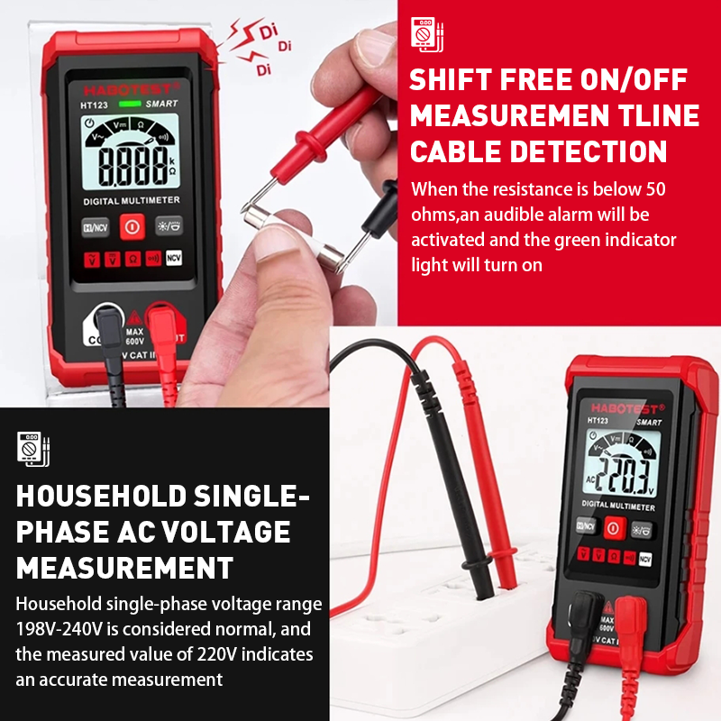 HABOTEST Ht 123 Smart Multimeter 600V Digital Multi Meter AC/DC 4000 ...